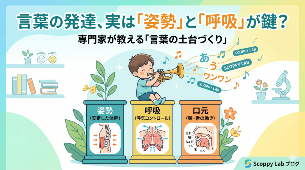 言葉の遅れ、実は「姿勢」と「認知」が鍵だった | すこっぴ―ラボ